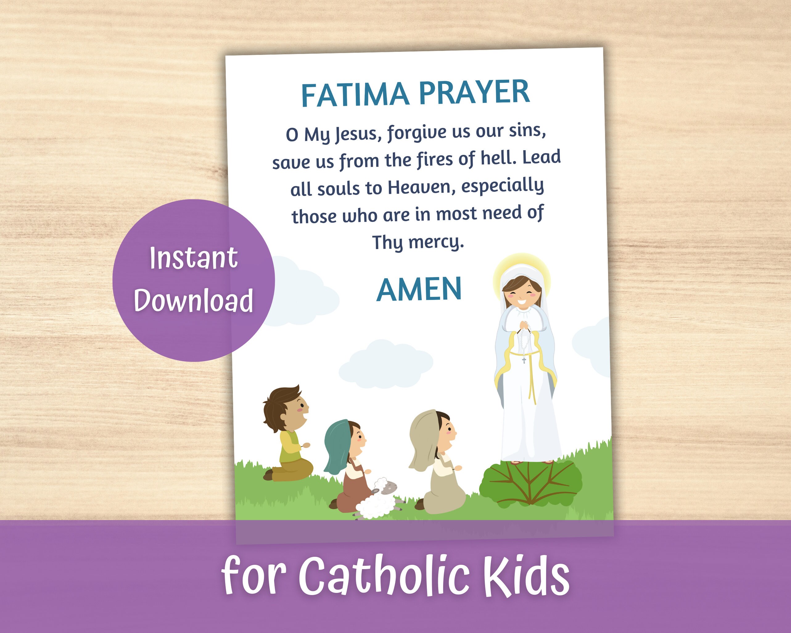 Fatima Prayer Poster for Catholic Kids, O My Jesus Prayer, Our Lady of ...
