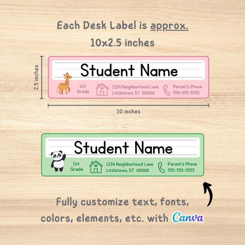 Customized Classroom Desk Name Plates, Editable Name Tags, School Name ...