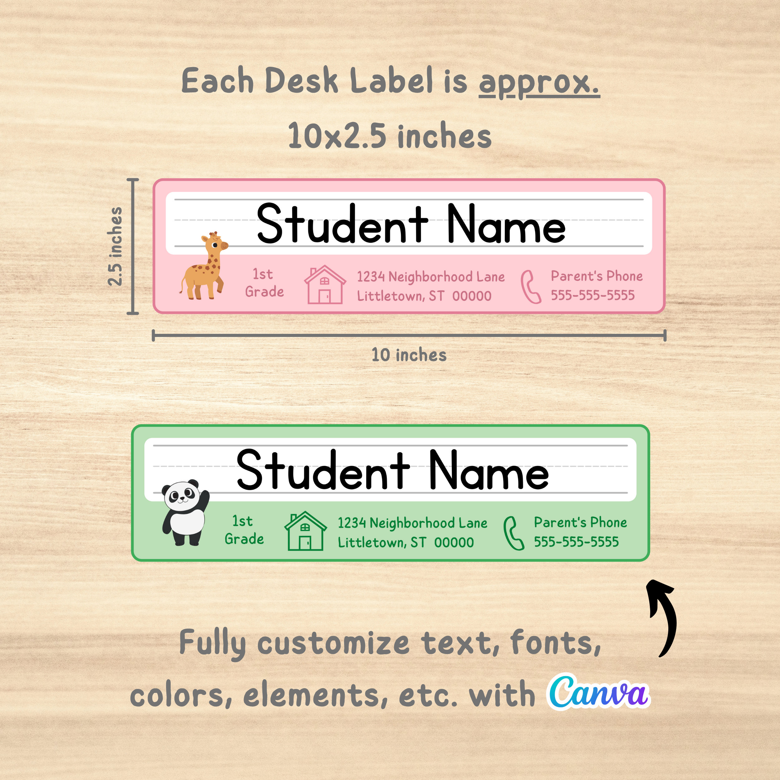 Customized Classroom Desk Name Plates, Editable Name Tags, School Name ...