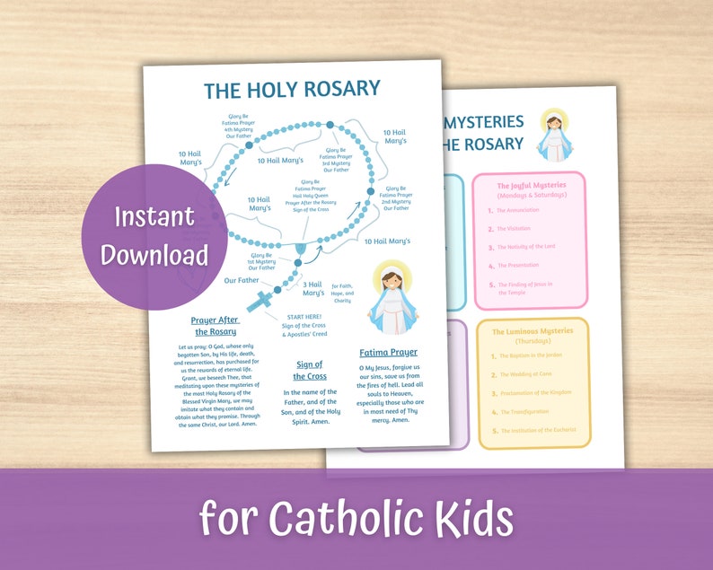 How to Pray the Rosary Guide for Kids & Mysteries of the Rosary ...