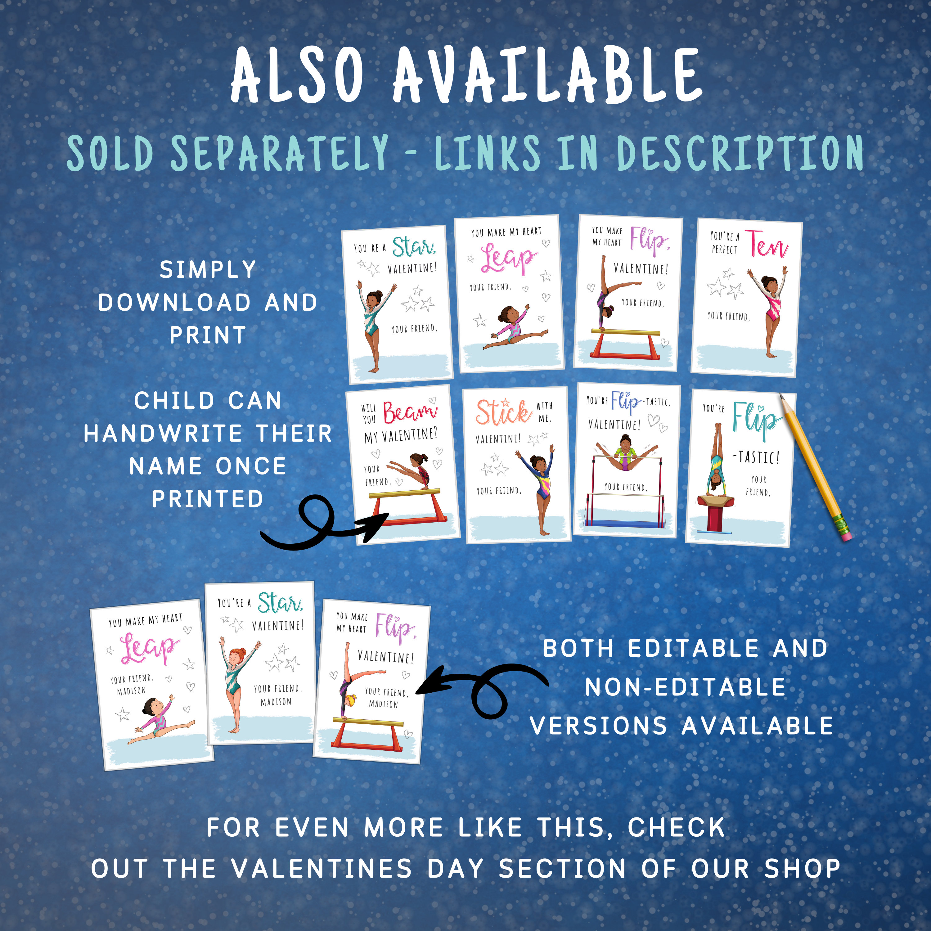 Gymnastics Girl Editable Valentines Day Card, Gymnastics Valentine ...