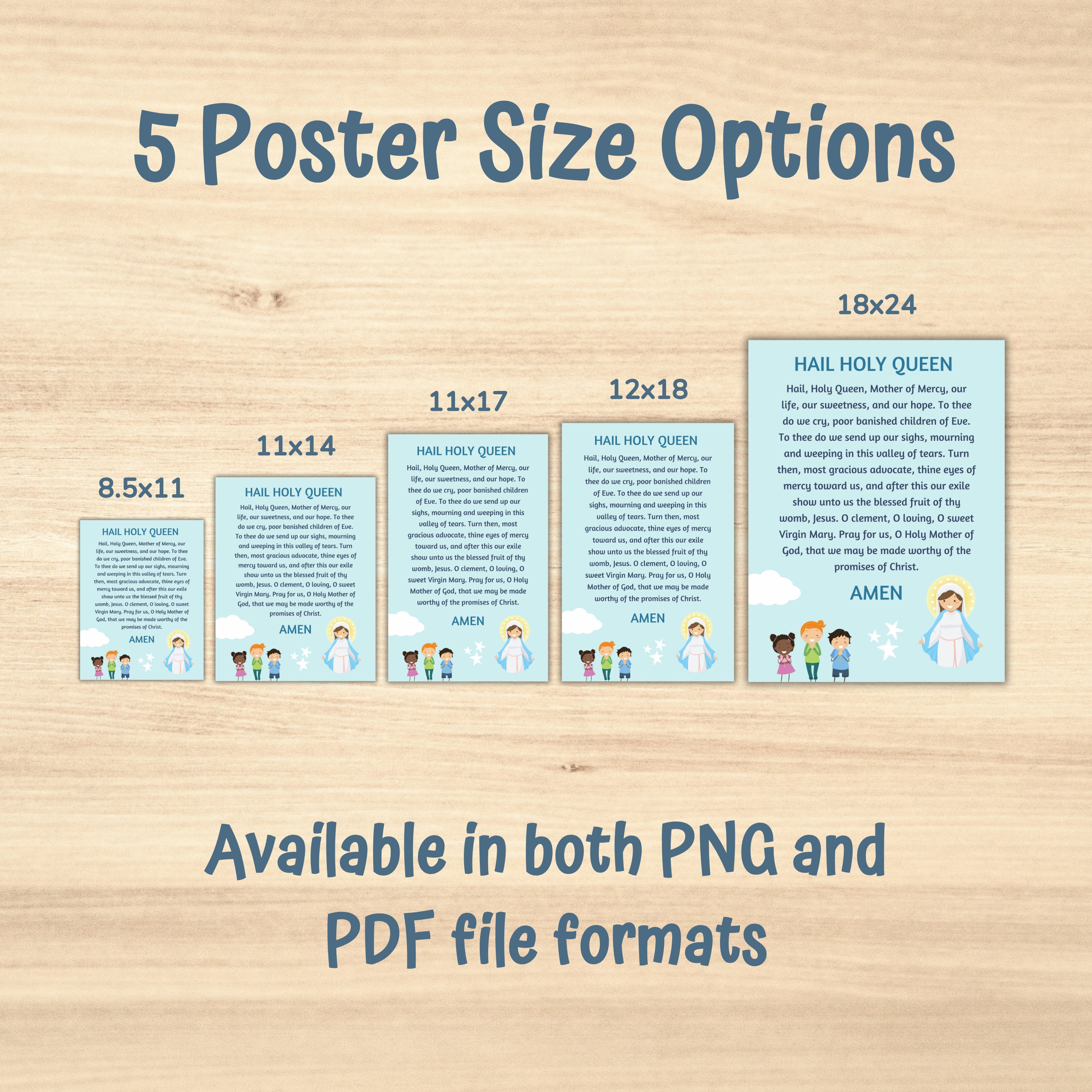 Hail Holy Queen Prayer Poster for Catholic Kids, Sunday School Prayer ...