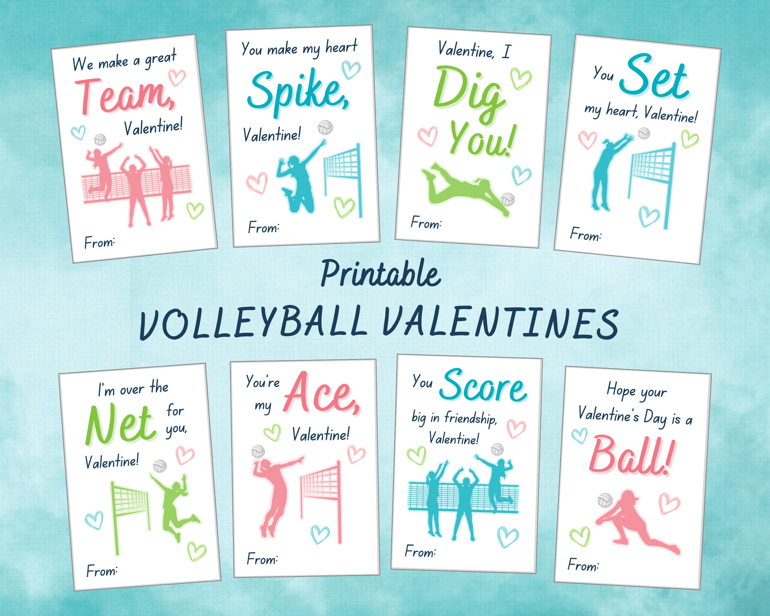 Printable Volleyball Valentine Exchange Cards for Friends, Girls ...