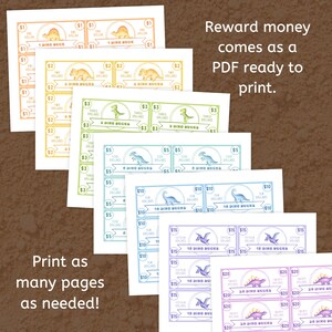 Dinosaur Reward System Kids Reward Bucks Responsibility Chart Chore ...