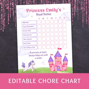 Kids Chore Chart Editable Template Printable PDF Responsibility Chart ...