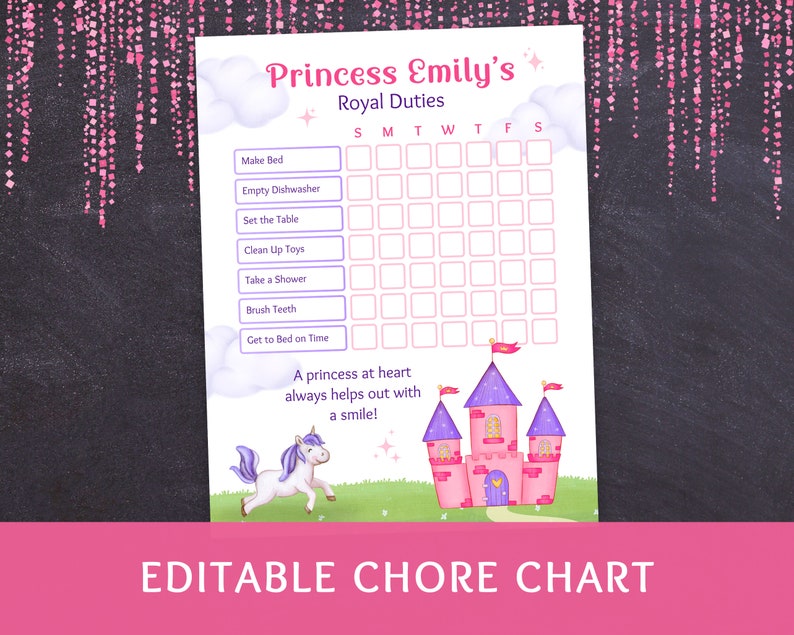Kids Chore Chart Editable Template Printable PDF Responsibility Chart ...