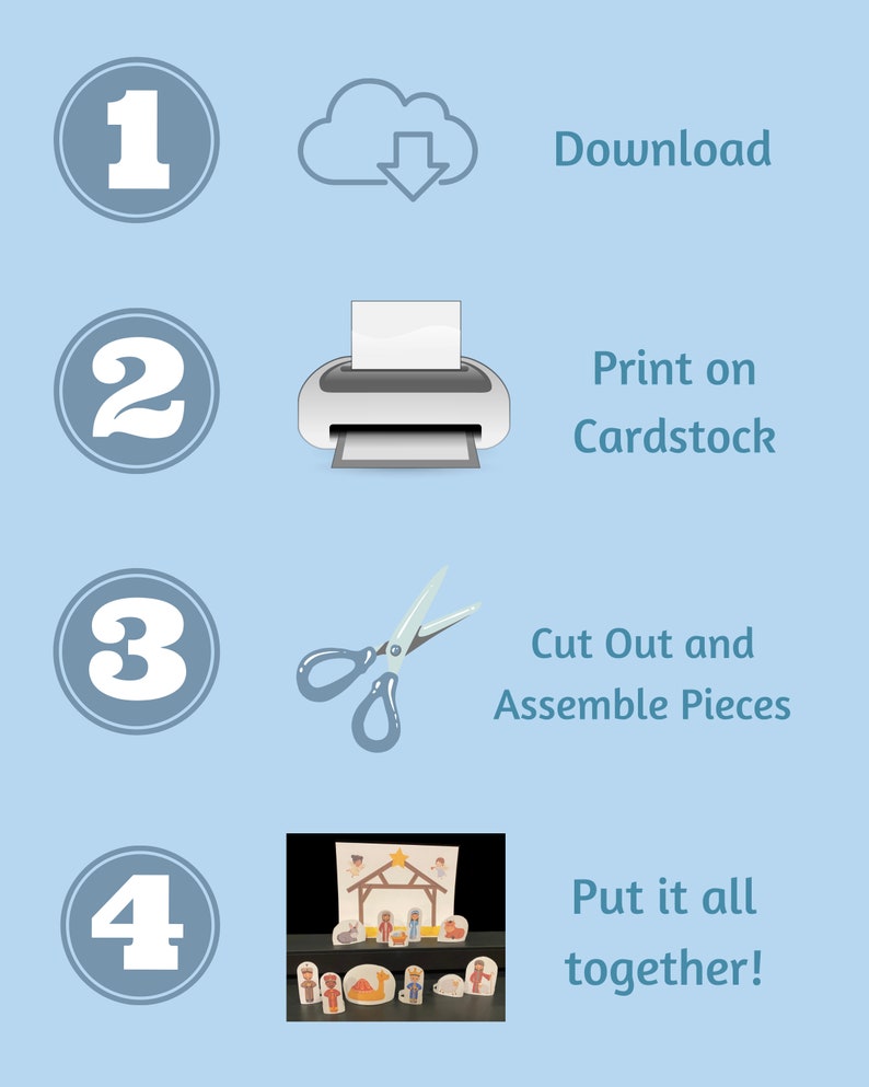 Nativity Paper Craft for Kids, DIY Christmas Craft Manger Scene ...