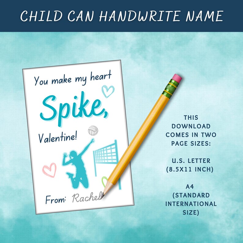 Printable Volleyball Valentine Exchange Cards for Friends, Girls ...