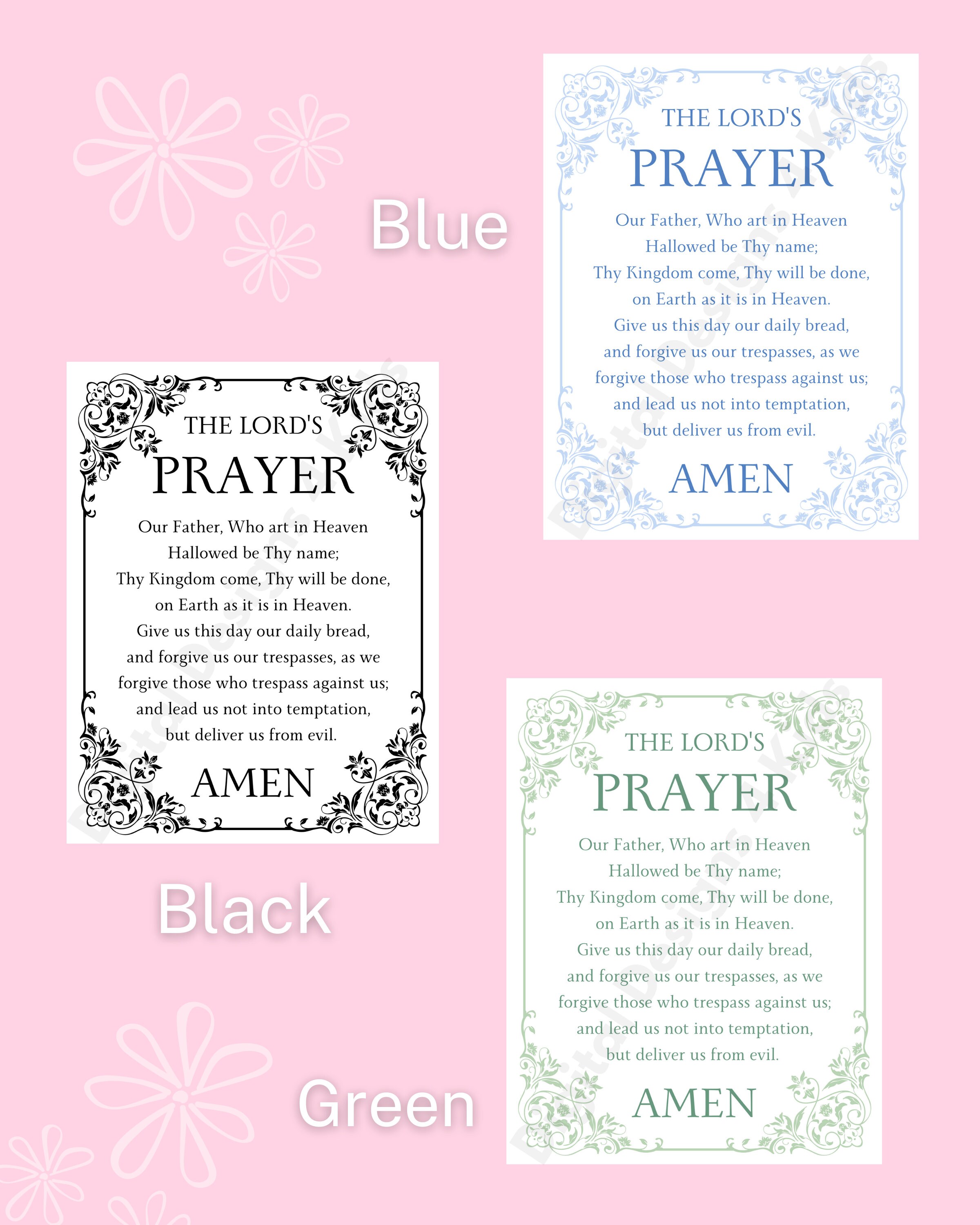 Our Father Prayer Printable Pink, Catholic Christian Scripture Wall Art ...