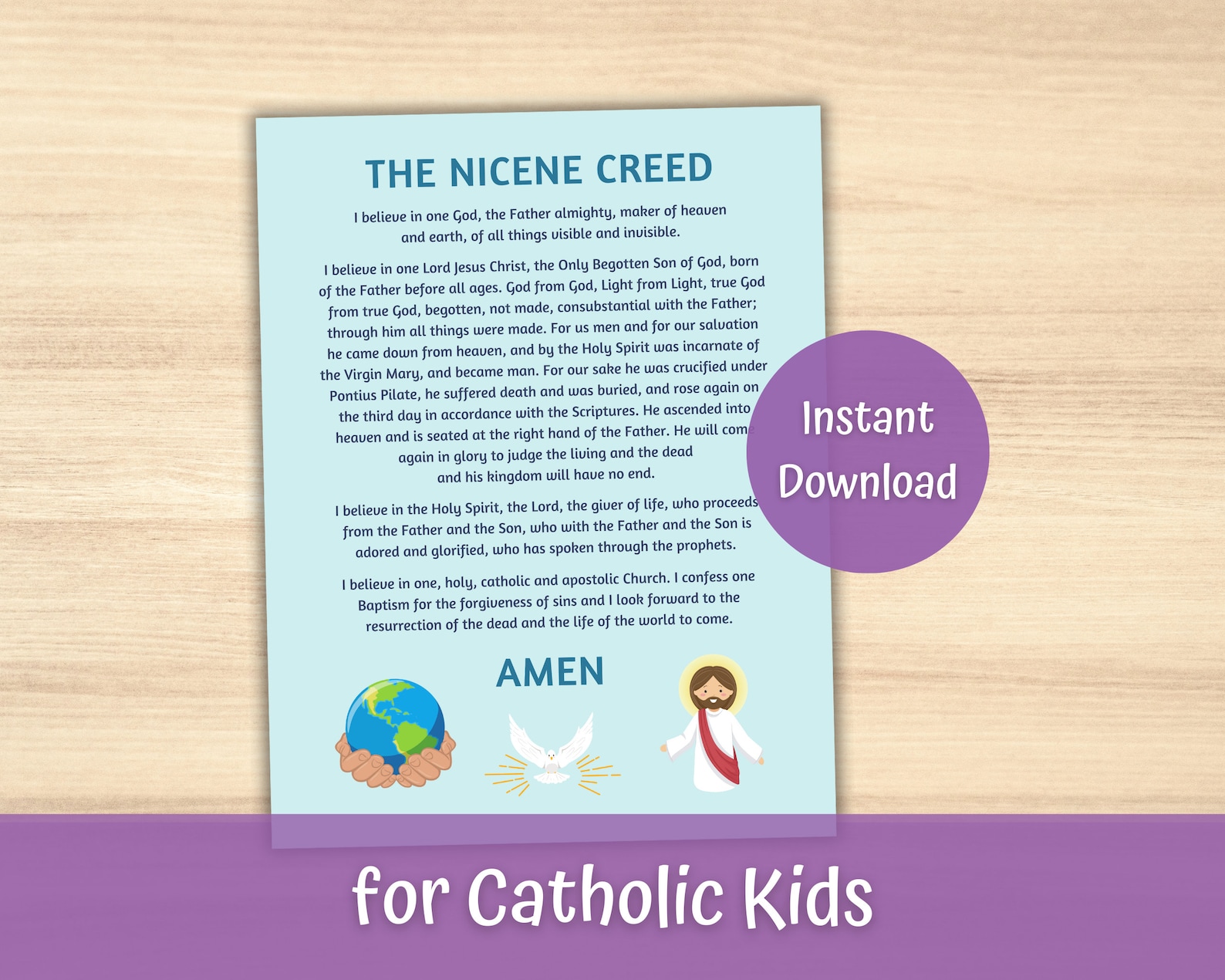 Nicene Creed Prayer Poster for Catholic Kids, Traditional Catholic ...