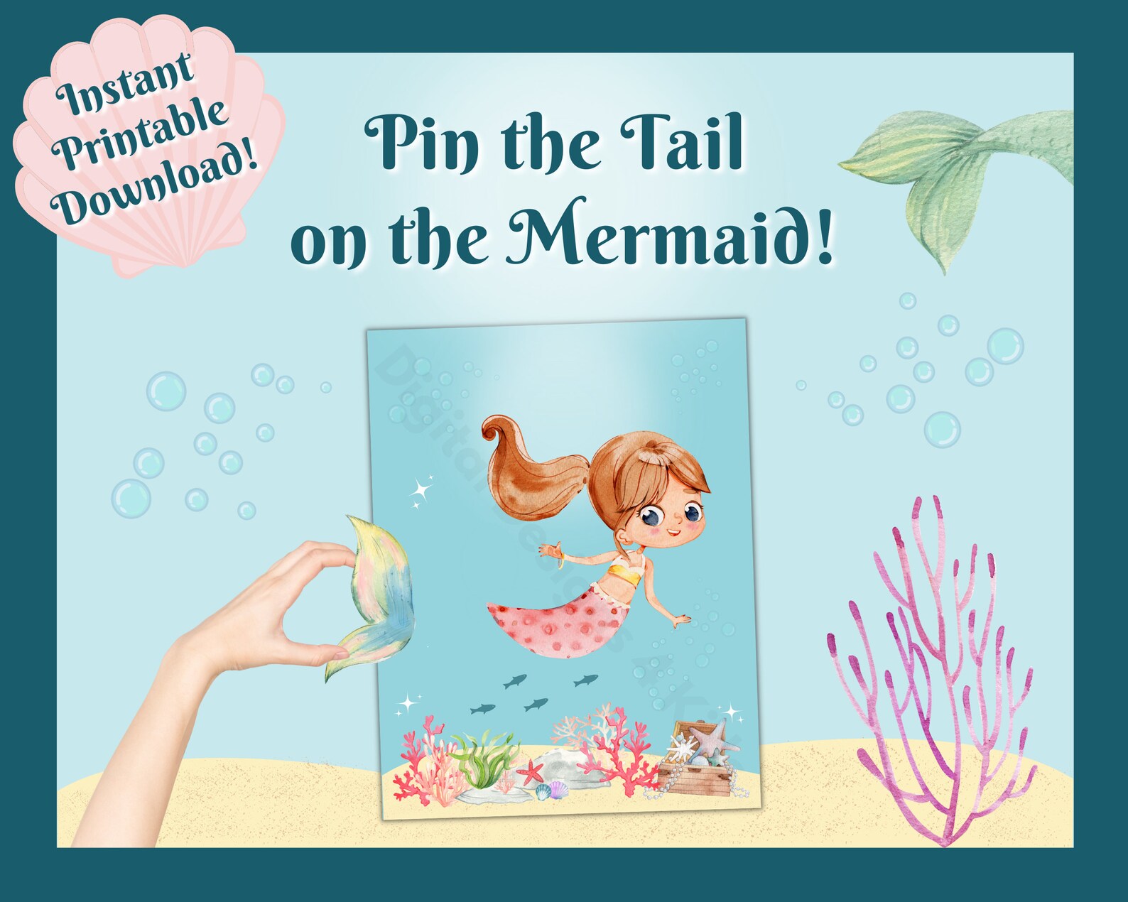 Pin the Tail on the Mermaid, Mermaid Party Supplies, Mermaid Themed ...