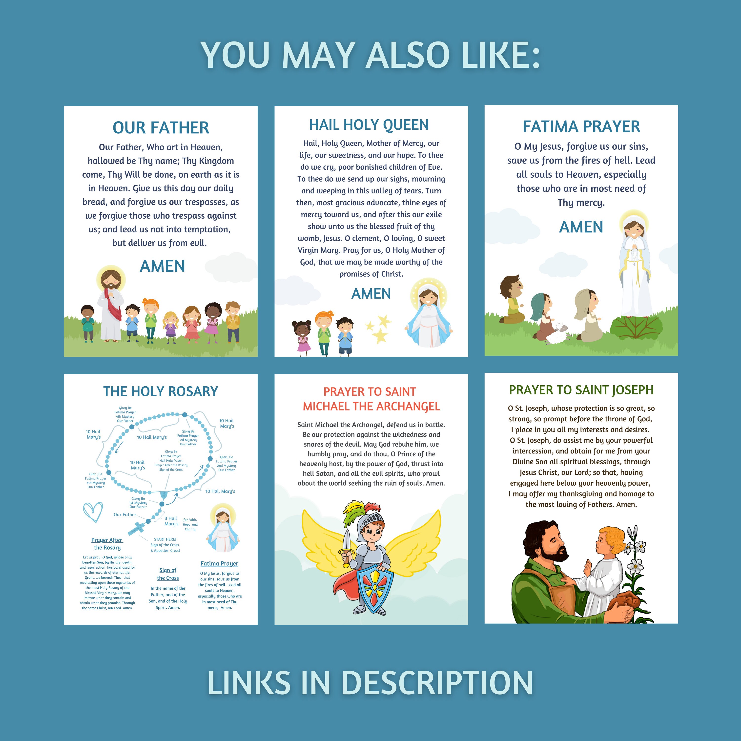 Hail Mary Prayer Printable for Kids Religious, Hail Mary Full of Grace ...