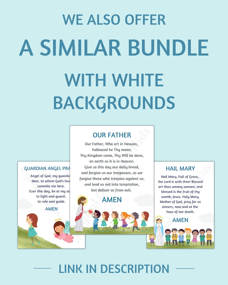 Catholic Prayer Prints for Kids Religious Set of 10 Prayers - Etsy