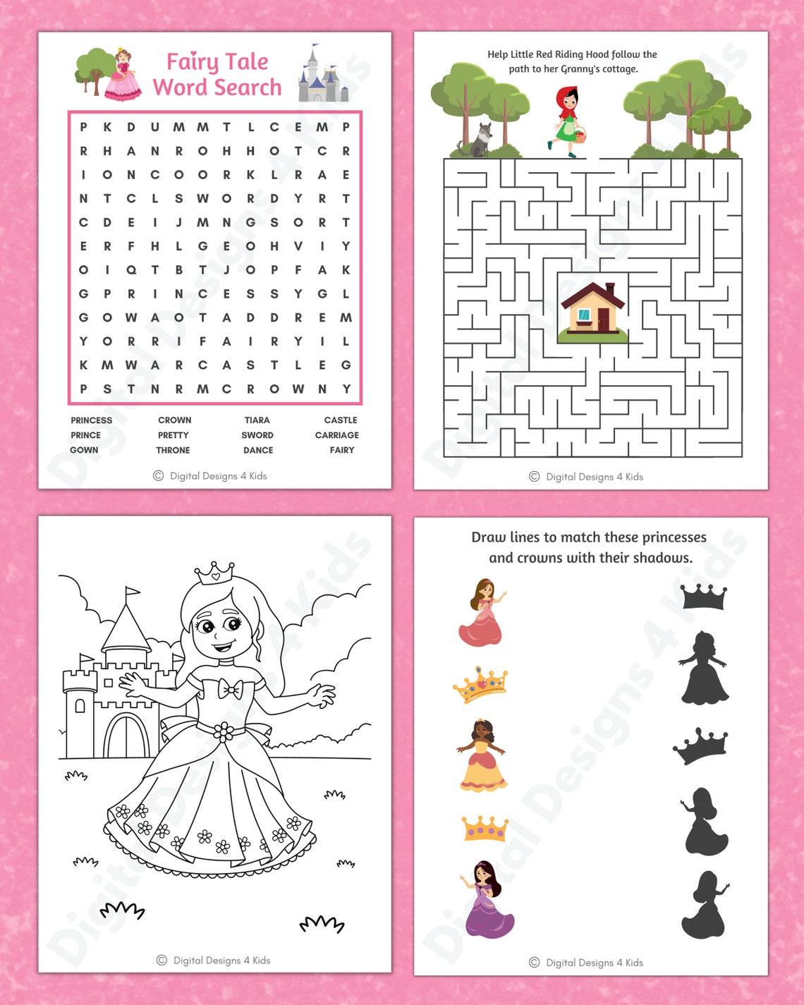 Princess Fairy Tale Activity Pack, Road Trip Activity Book for Kids - Etsy