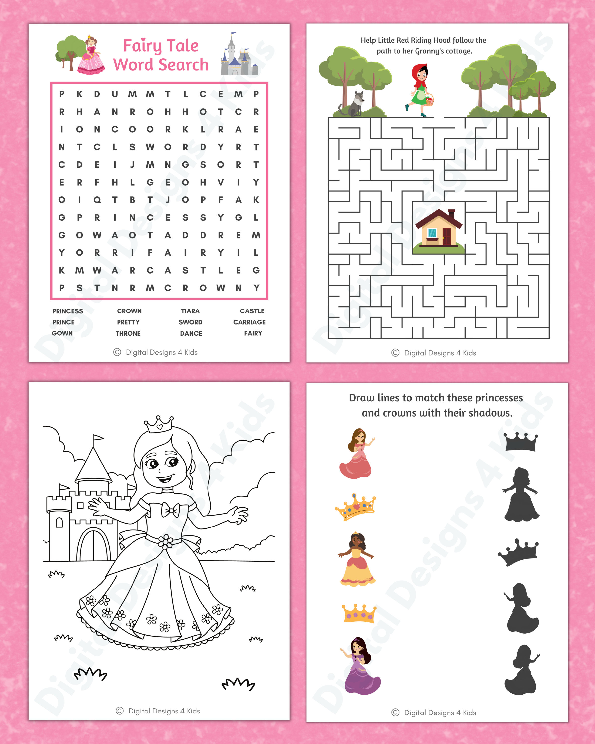 Princess Fairy Tale Activity Pack, Road Trip Activity Book for Kids - Etsy