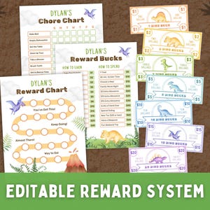 Dinosaur Reward System Kids Reward Bucks Responsibility Chart Chore ...