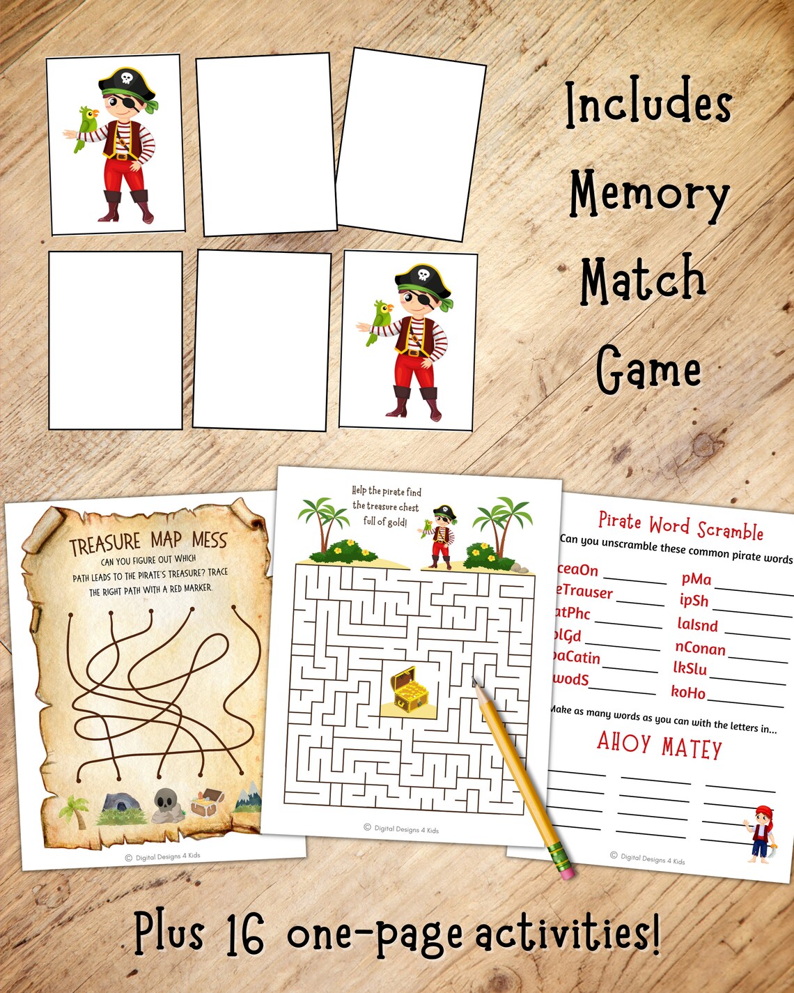 Pirate Themed Activities for Kids, Printable Coloring Pages, Word ...