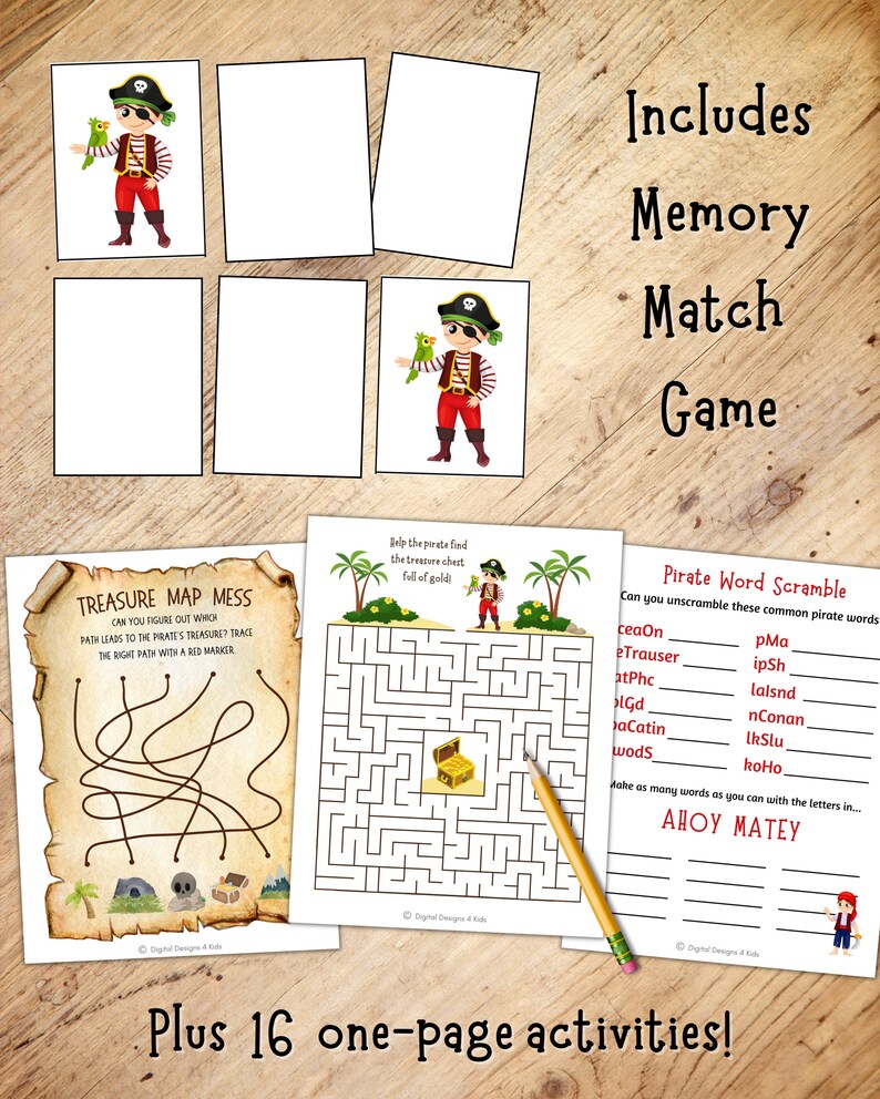 Pirate Themed Activities for Kids, Printable Coloring Pages, Word ...