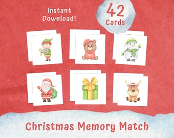 Christmas Memory Game, Printable Christmas Matching Game, Kids Memory ...