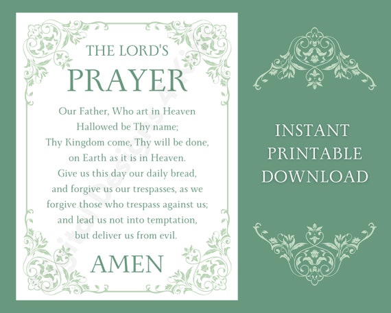 Our Father Prayer Printable the Lord's Prayer Catholic - Etsy