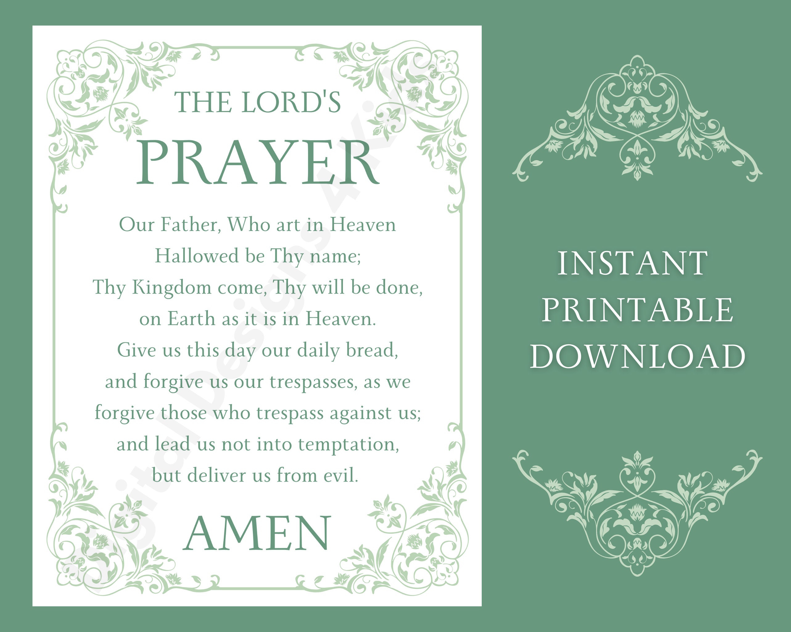Our Father Prayer Printable, the Lord's Prayer Catholic Home Decor ...