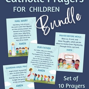 Catholic Prayer Prints for Kids Religious Set of 10 Prayers - Etsy