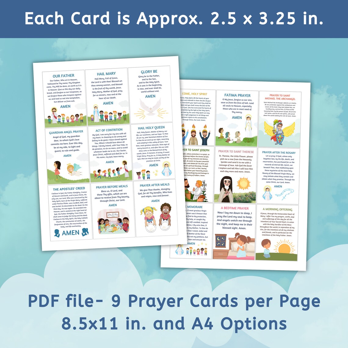 Church Prayer Cards Catholic Classroom Homeschooling Printable Prayer ...