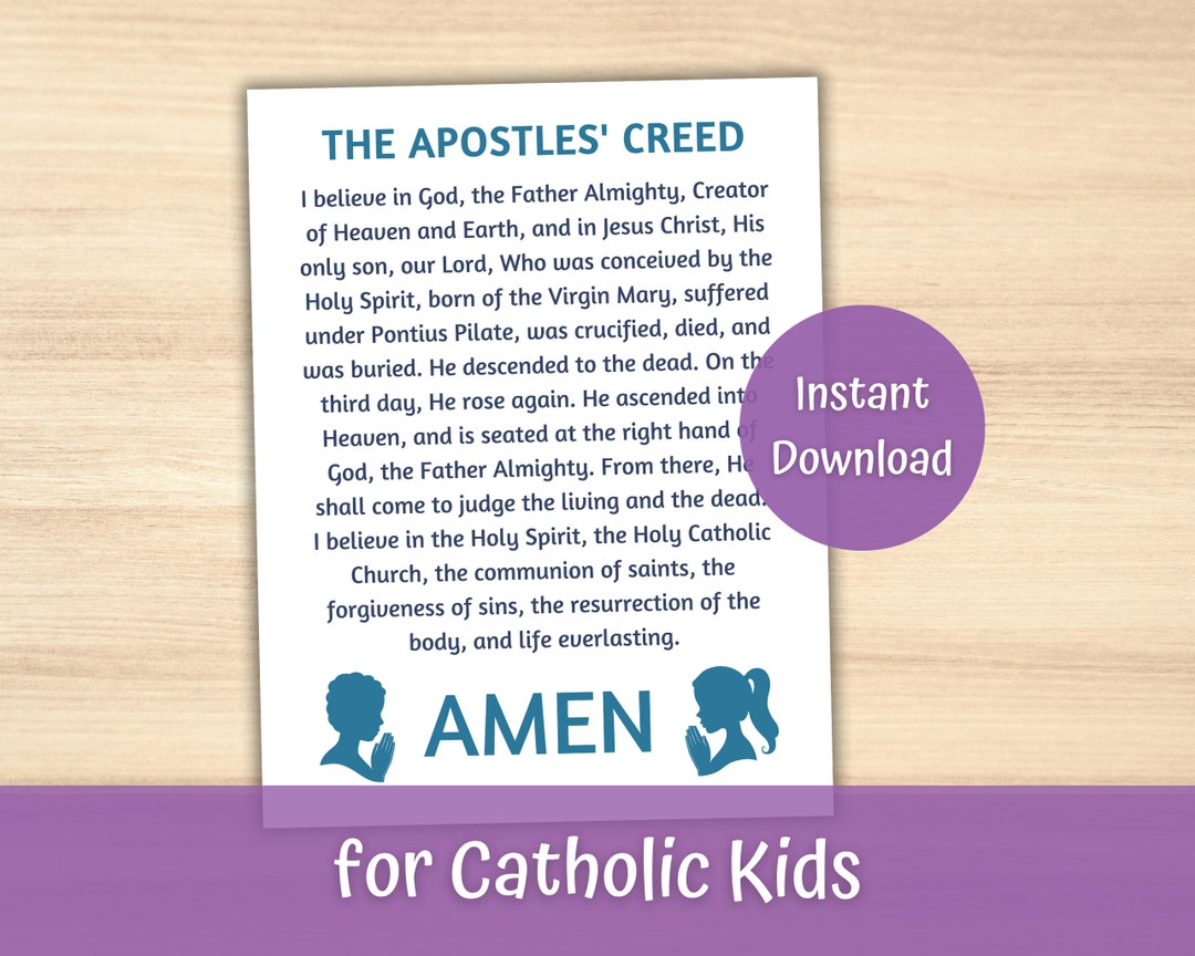 Apostles Creed Printable Prayer Poster for Catholic Kids, Catholic ...
