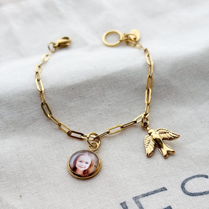 Custom Photo Charm Bracelet: 18k Gold Personalized Charm Jewelry - Etsy