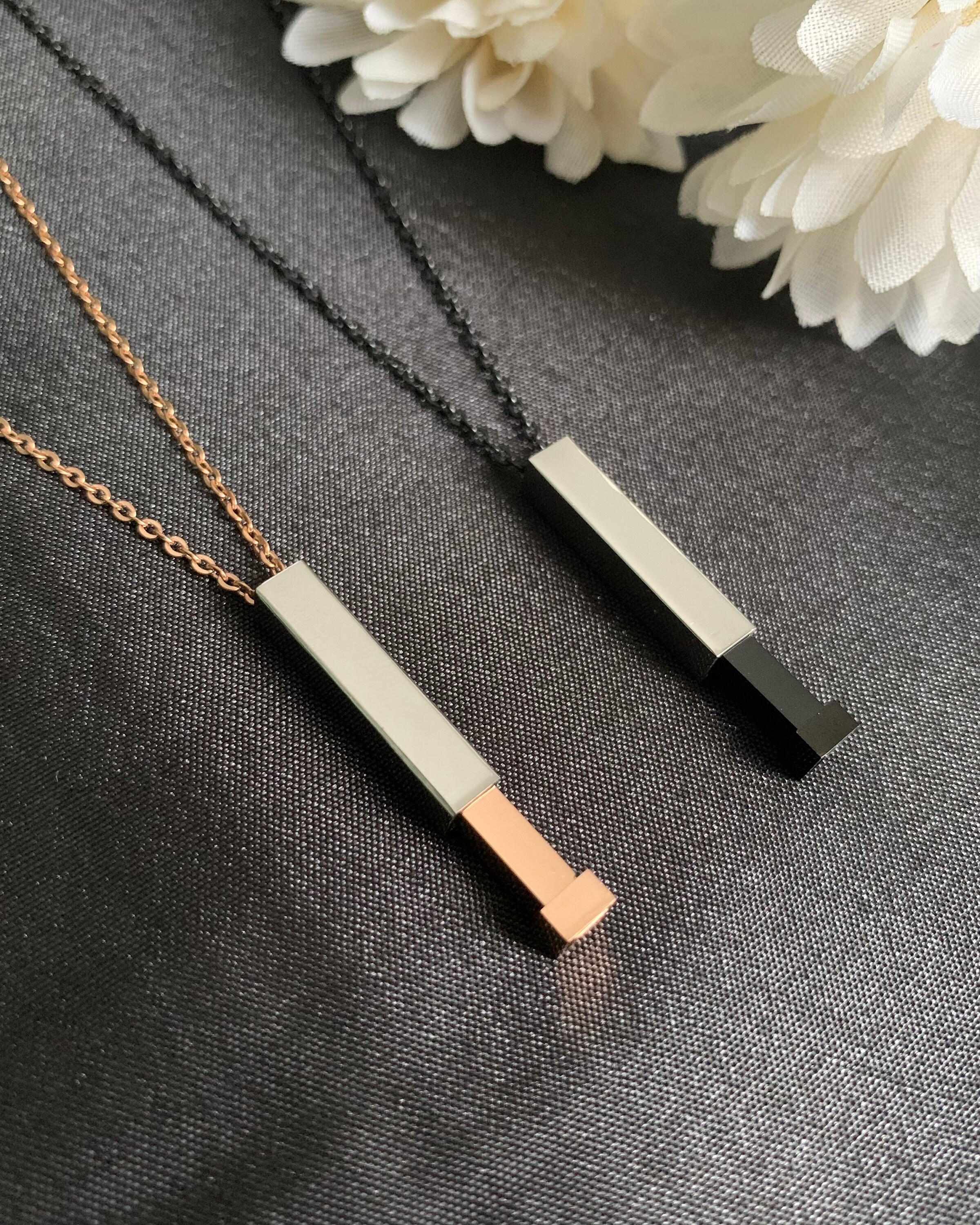 Custom Engraved Bar Necklace: Secret Message Stainless Steel Pendant - Etsy