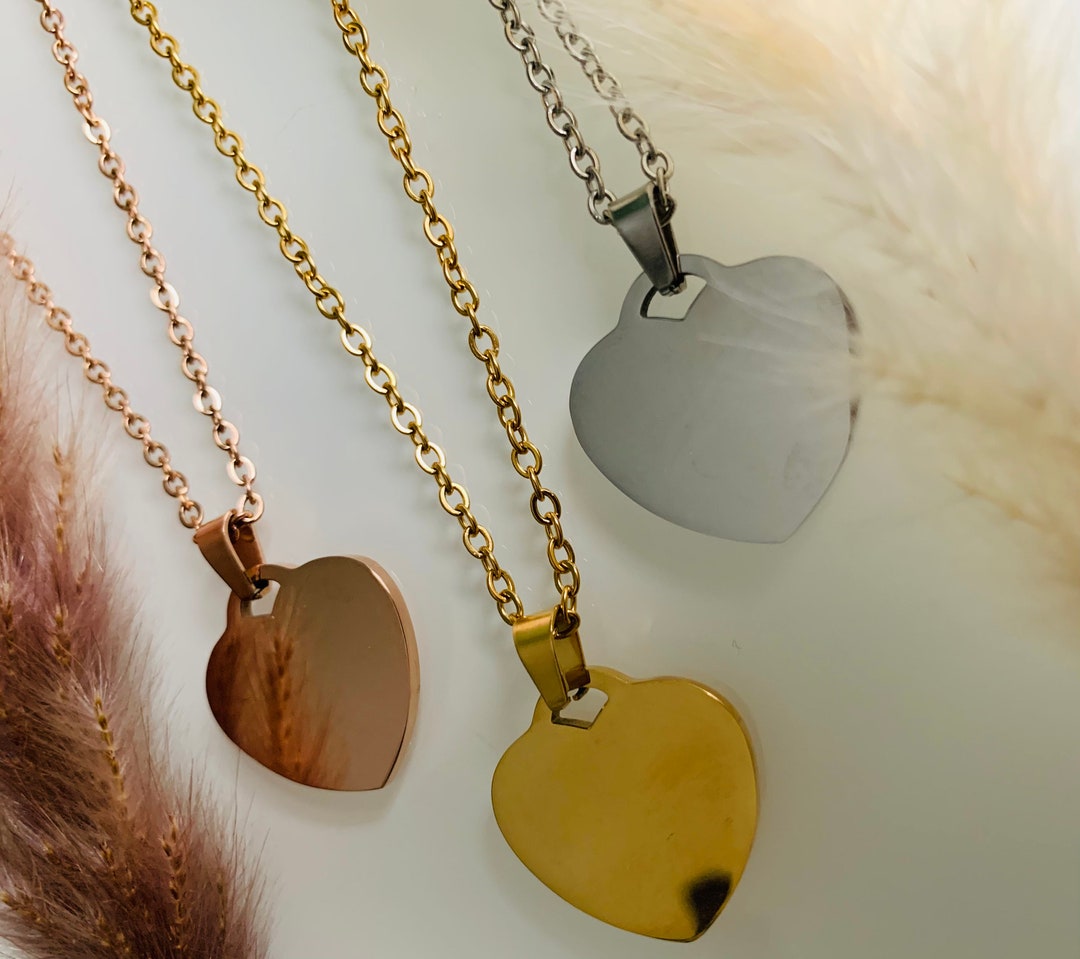 Personalized Engraved Heart Charm Pendant Women's Necklace • Customized ...