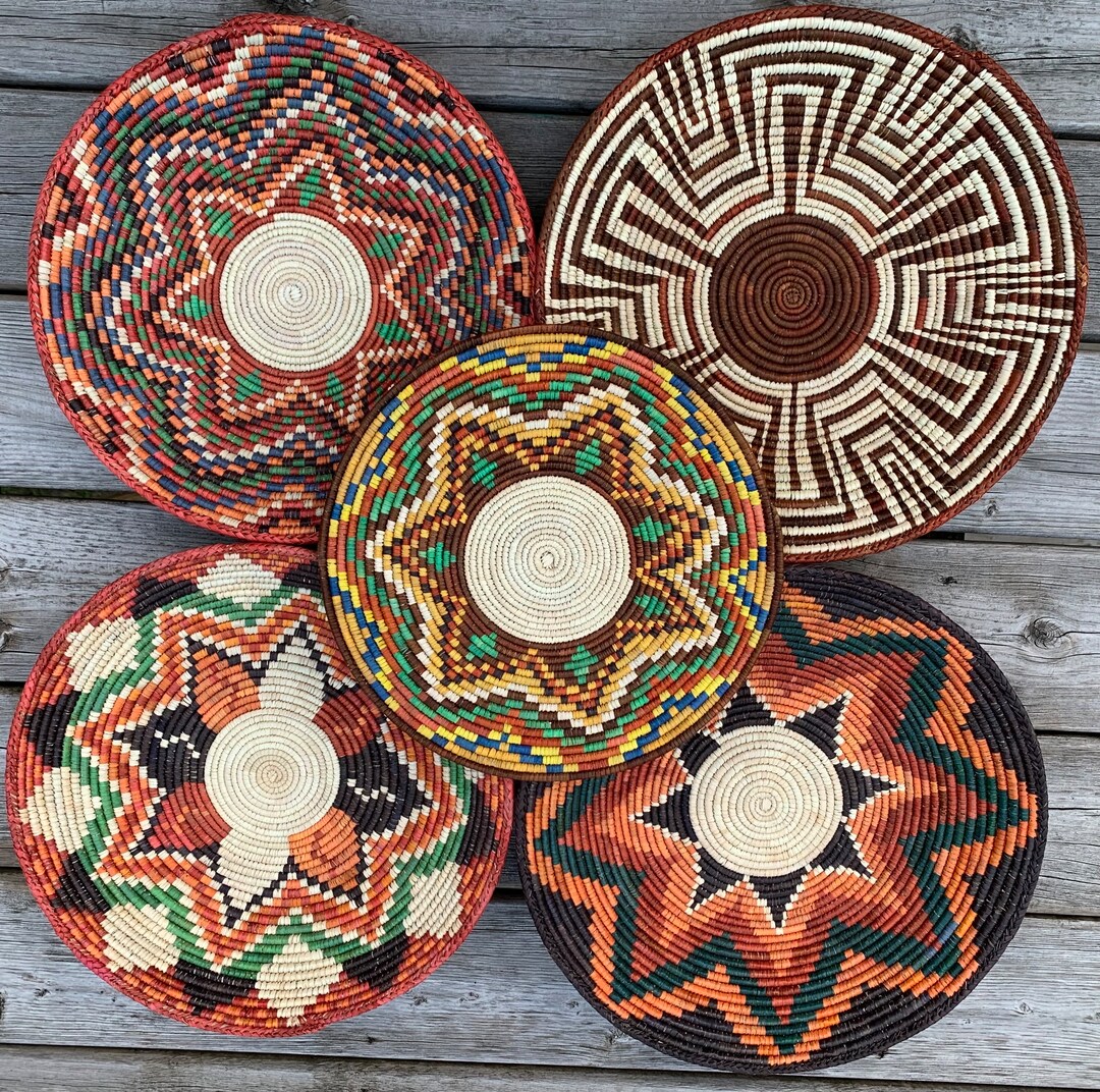 African Wall Baskets, Hand Made Date Leaves Baskets, Boho Basket, Home ...