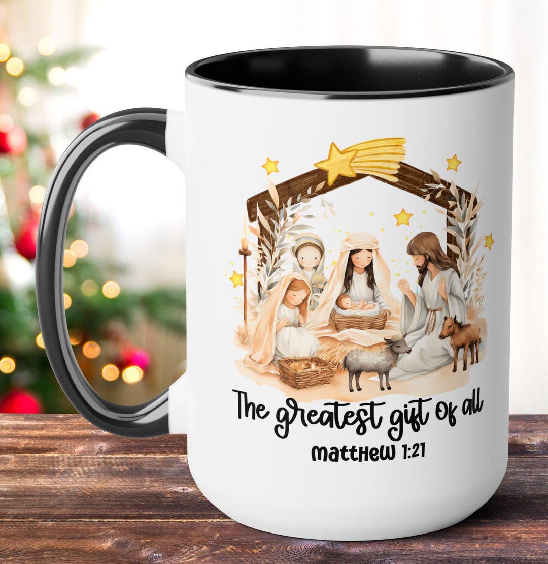Christmas Nativity Scene Mug, Jesus Farm Home Decor, Rustic Lover Gift ...