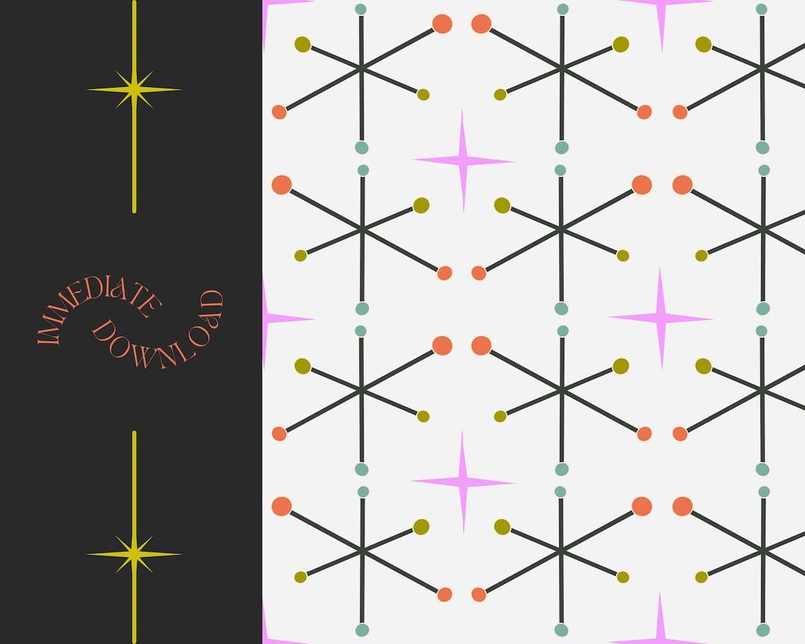 Mid Century Modern Desktop Wallpaper Atomic Era Pattern - Etsy