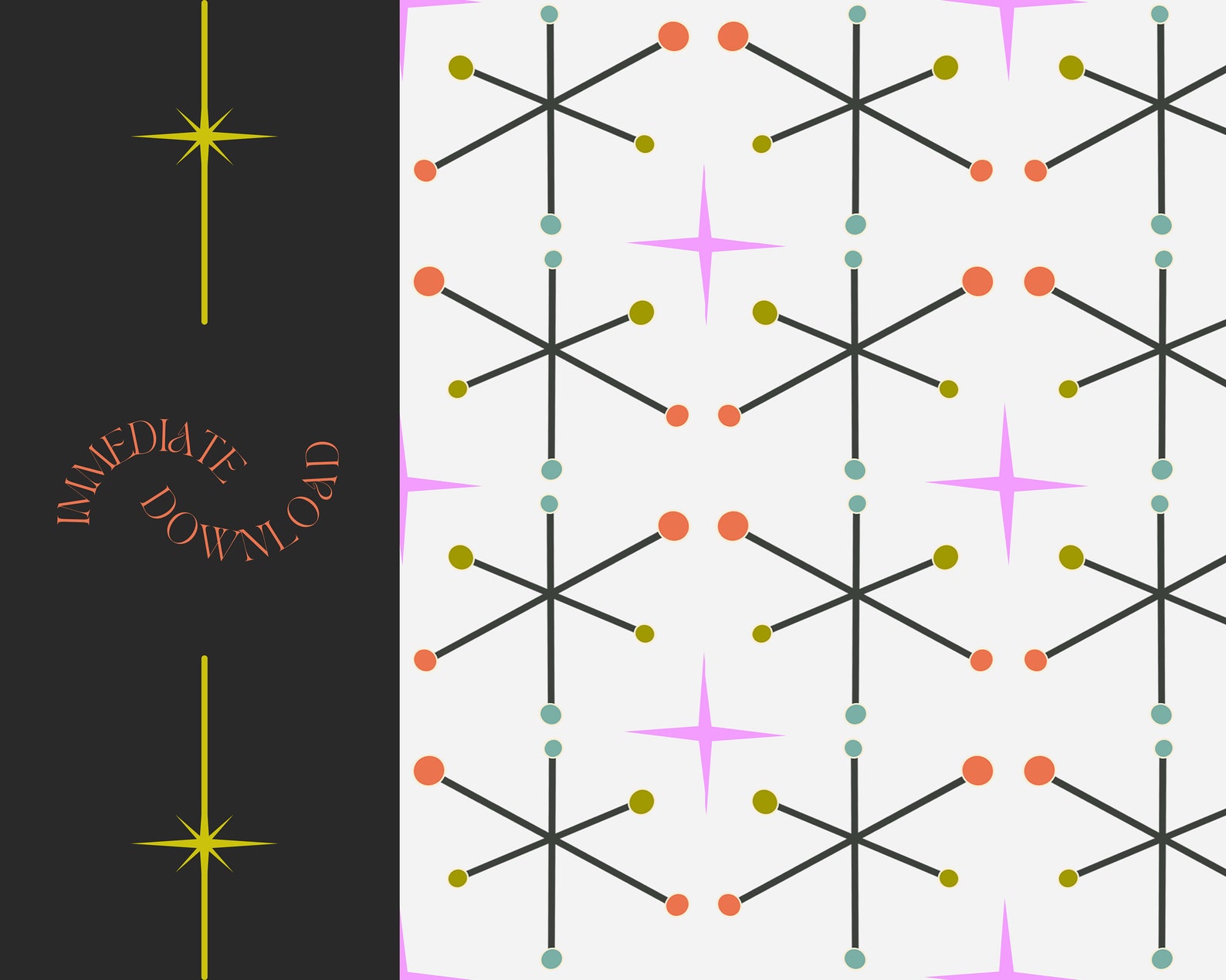 Mid Century Modern Desktop Wallpaper Atomic Era Pattern - Etsy