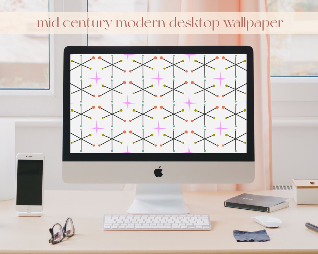 Mid Century Modern Desktop Wallpaper Atomic Era Pattern - Etsy