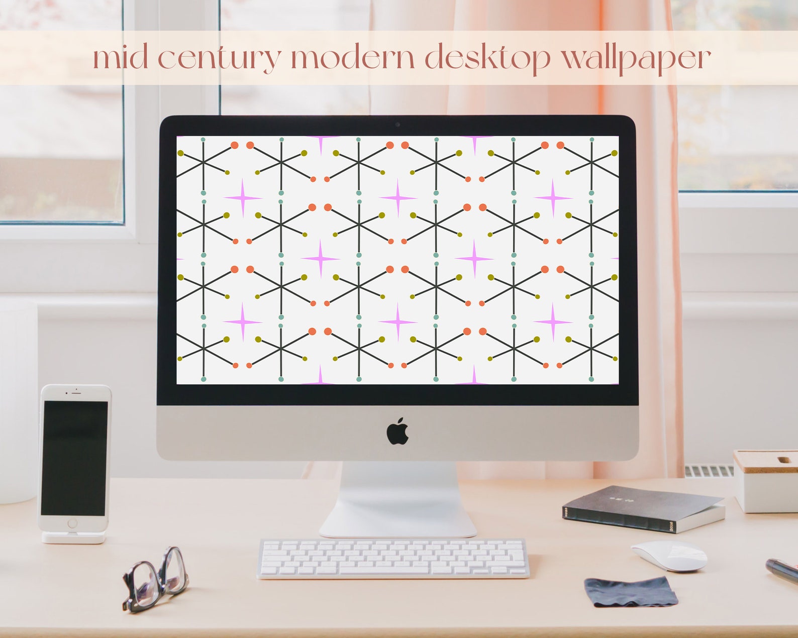 Mid Century Modern Desktop Wallpaper Atomic Era Pattern - Etsy
