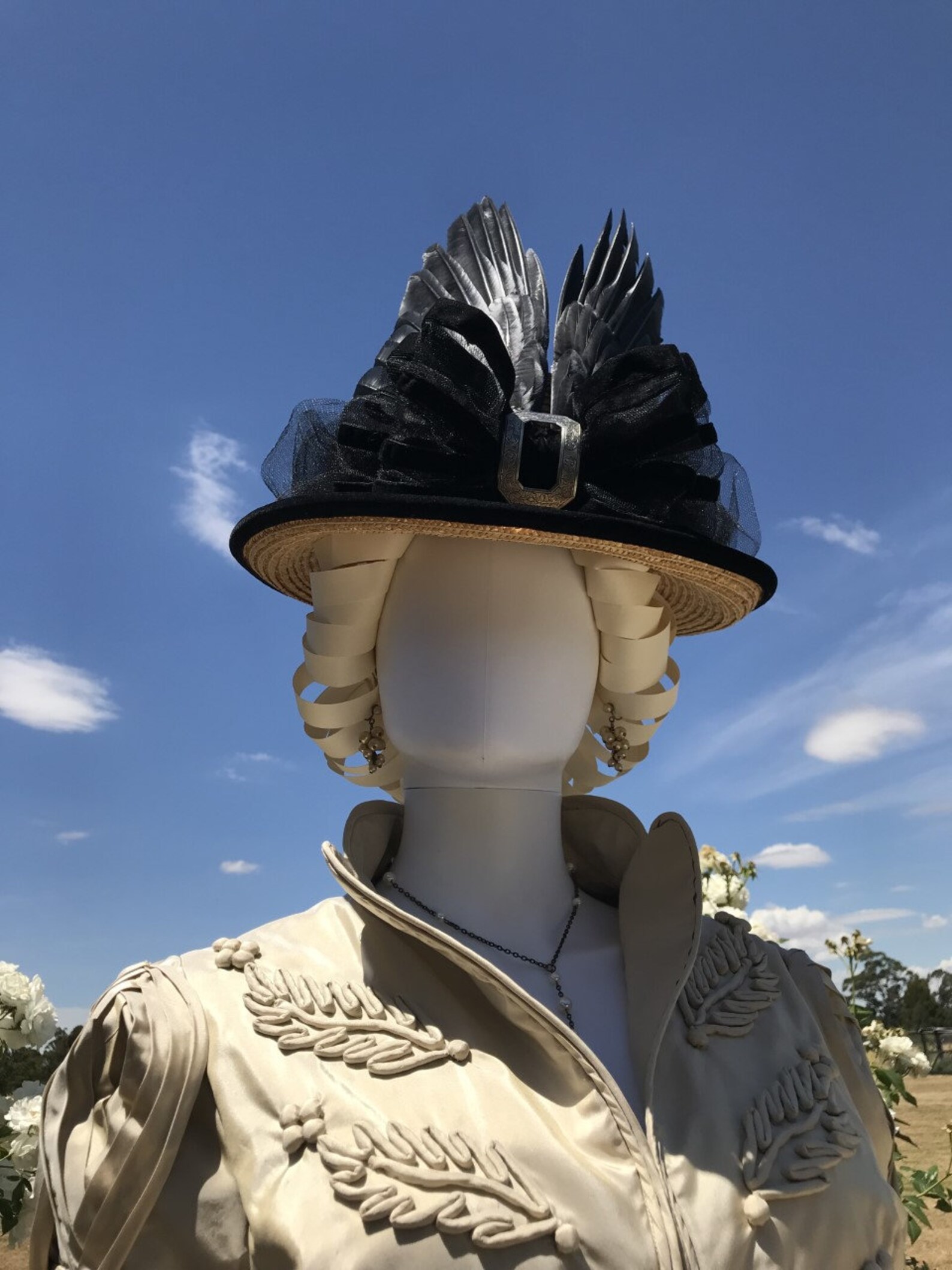 The Black Ascot. Edwardian 1910 Titanic Era Style Black Velvet & Straw ...