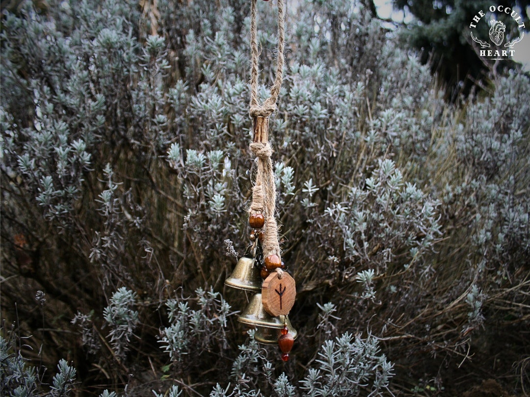 Antler Witch Bells With Rune Algiz for Protection - Gift for Witches ...