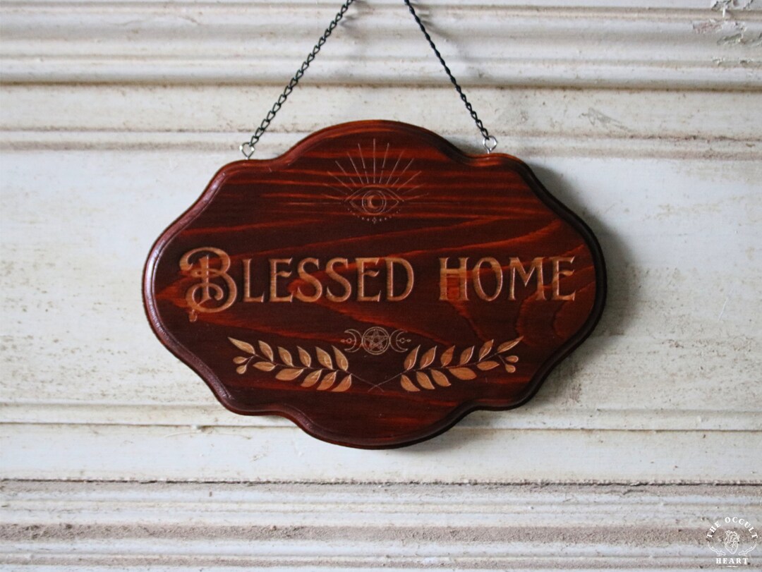 Magical Decorative Door Sign blessed Home Made of Pine Wood for Wiccans ...