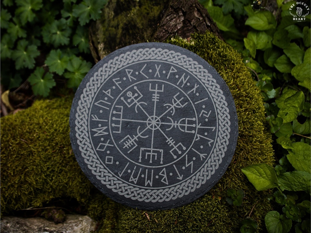 Vegvisir Viking Compass Round Slate Plate Engraved 20 Cm Diameter ...