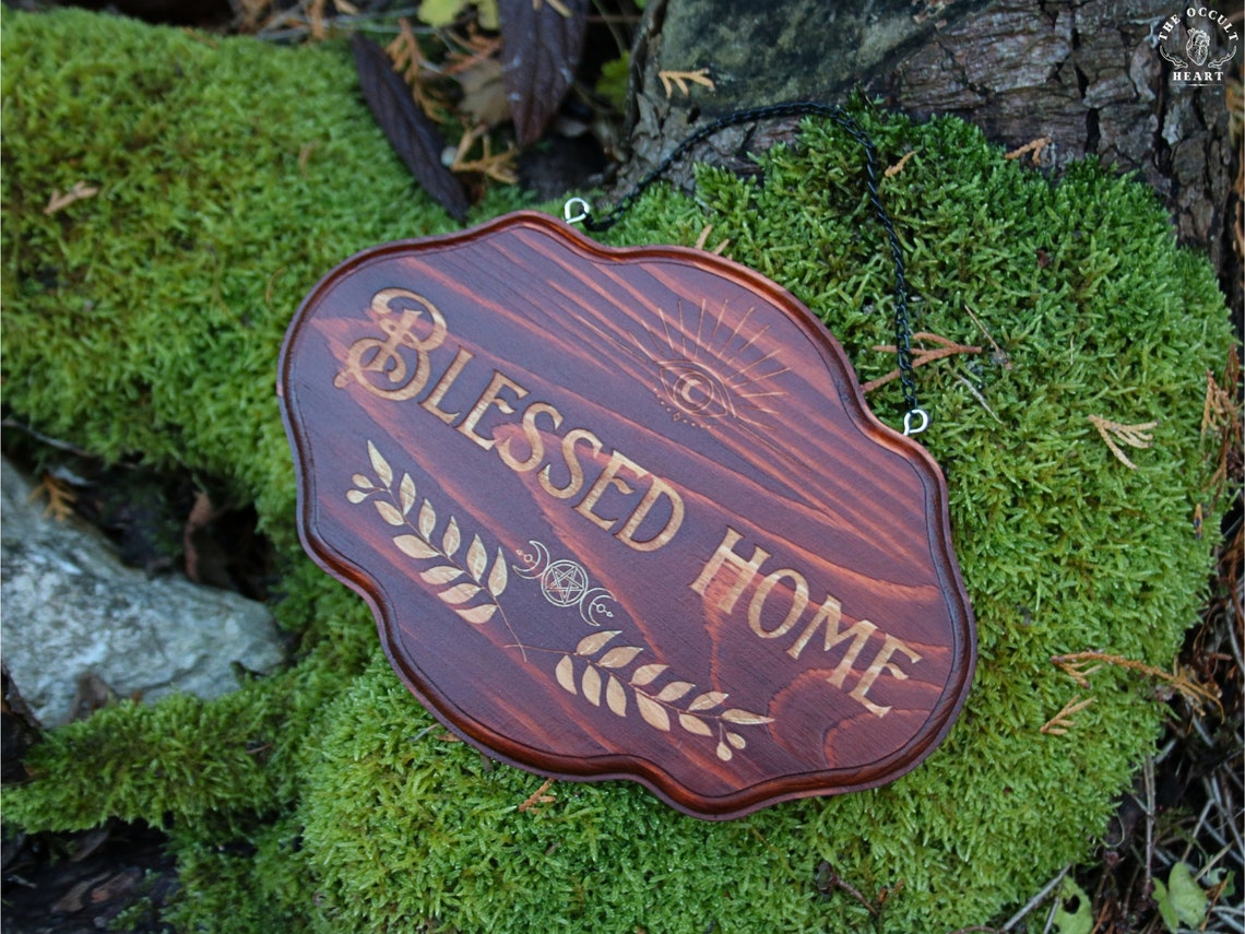 Magical Decorative Door Sign "blessed Home" Made of Pine Wood for ...