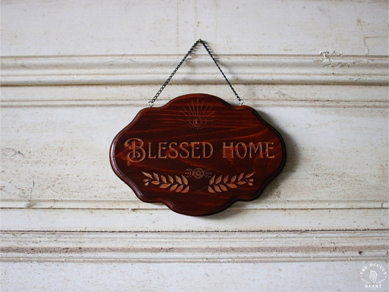 Magical Decorative Door Sign "blessed Home" Made of Pine Wood for ...