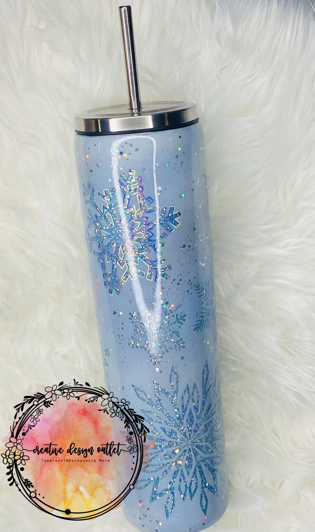 35 Ounce Peek-a-boo Blue Snowflake Tumbler - Etsy