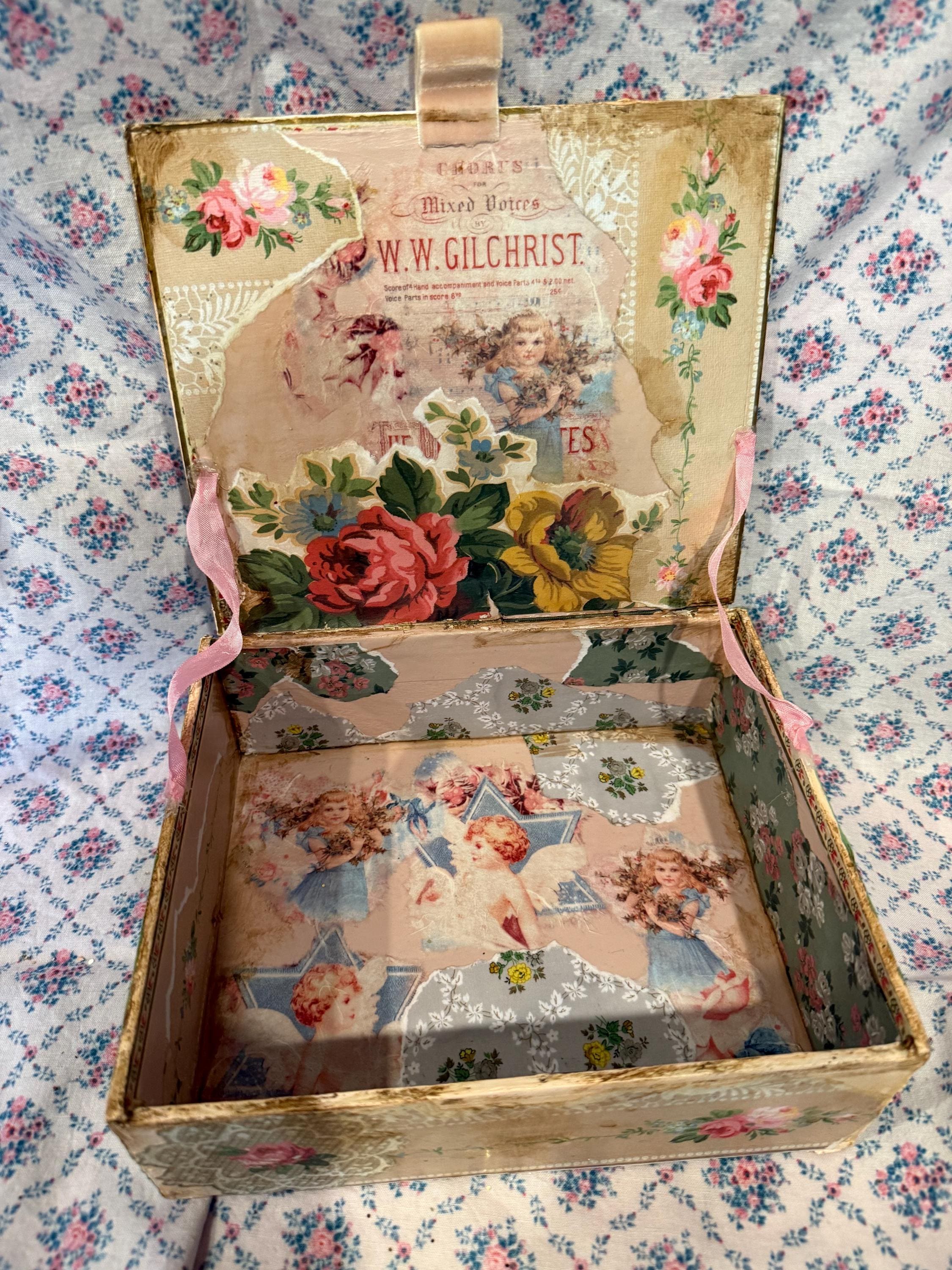 Decoupage Box Vintage Shabby Chic Cigar Box Roses Florals - Etsy