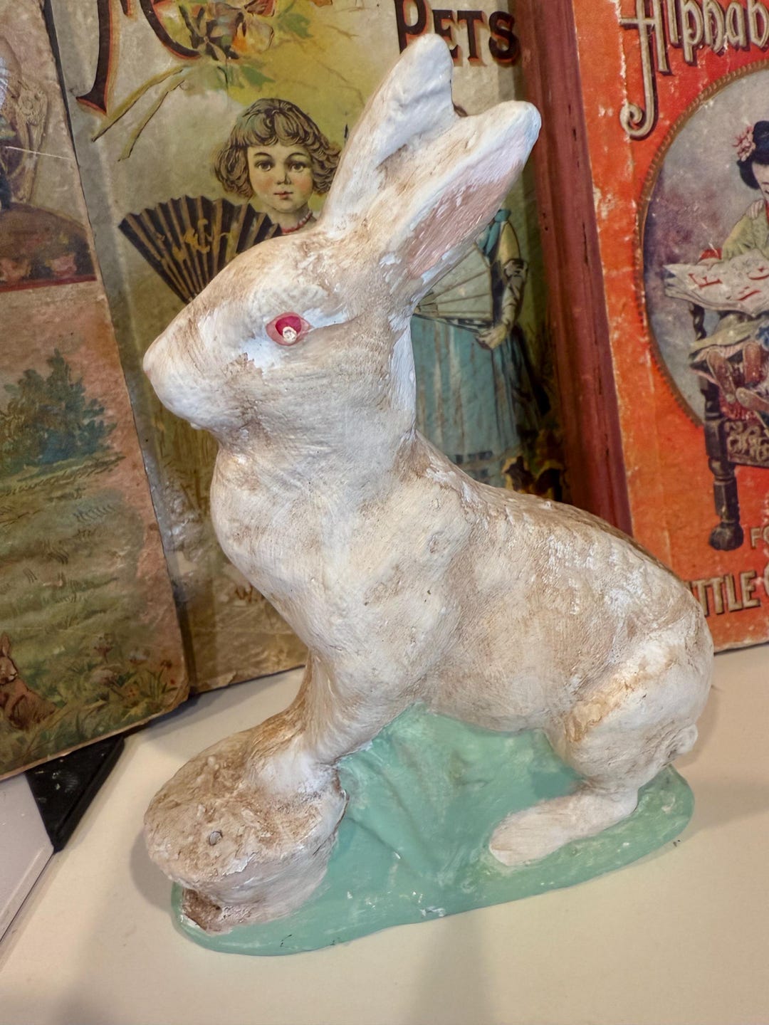 Chalkware Easter Rabbit Decor Figurevintagestyle - Etsy