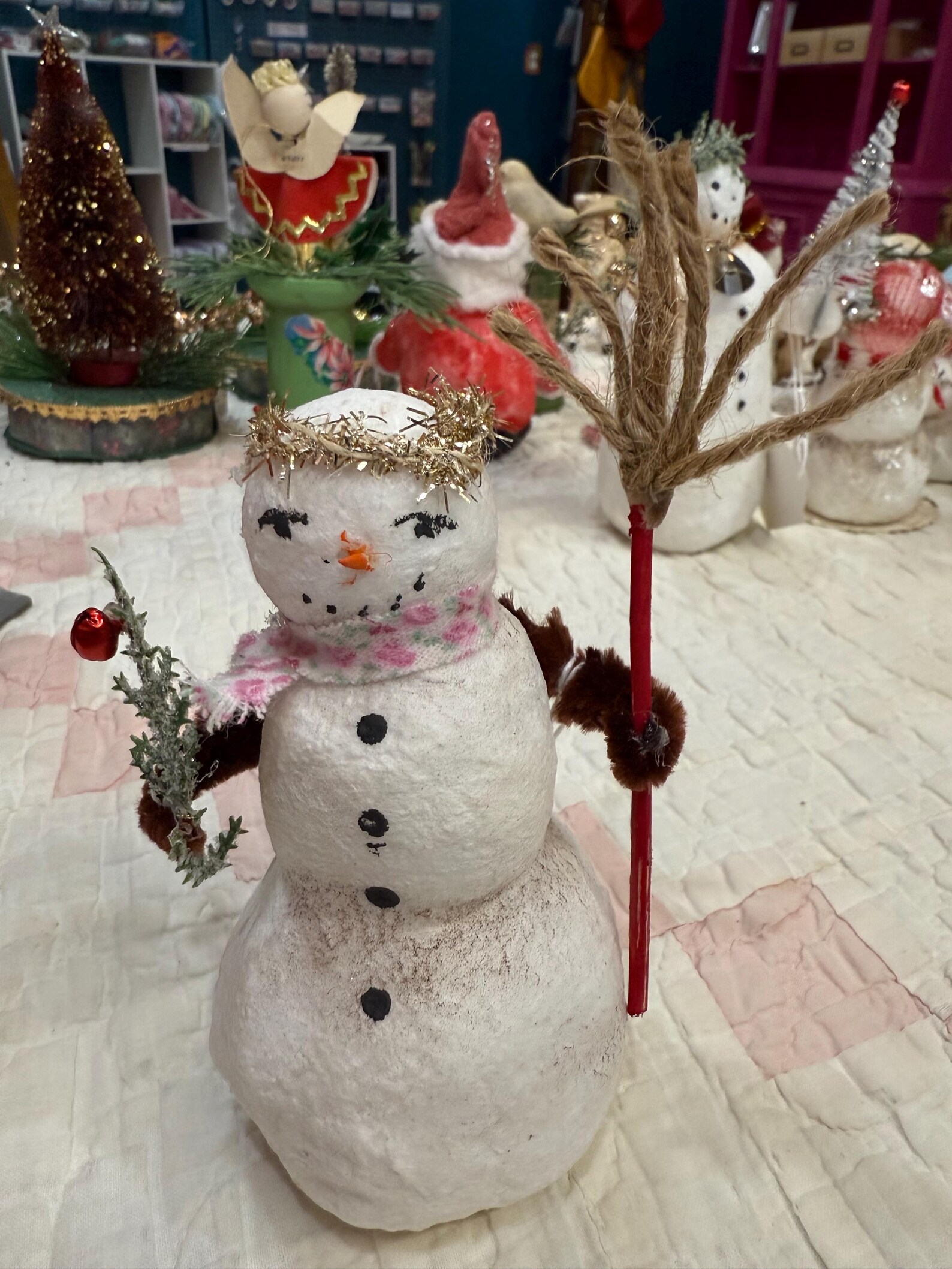 Spun Cotton Snowman New Vintage Style Handmade Christmas - Etsy