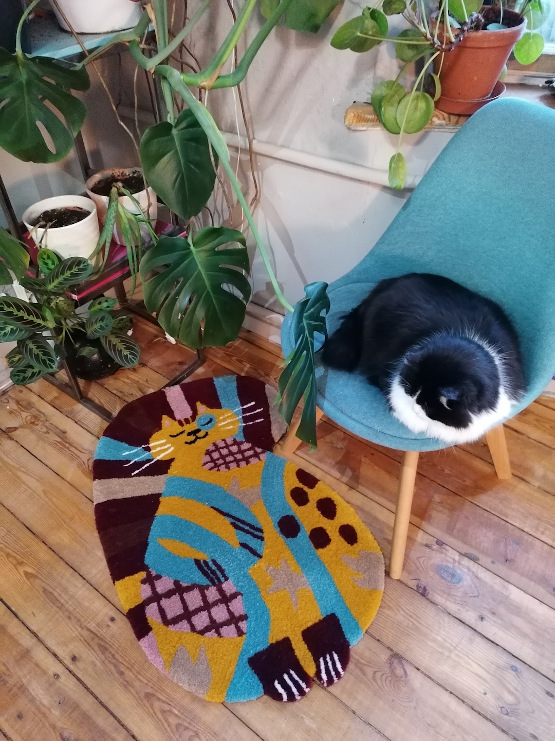 Cat Rug. Handmade Tufted 100% Wool Rug. Funky Cat Design - Etsy