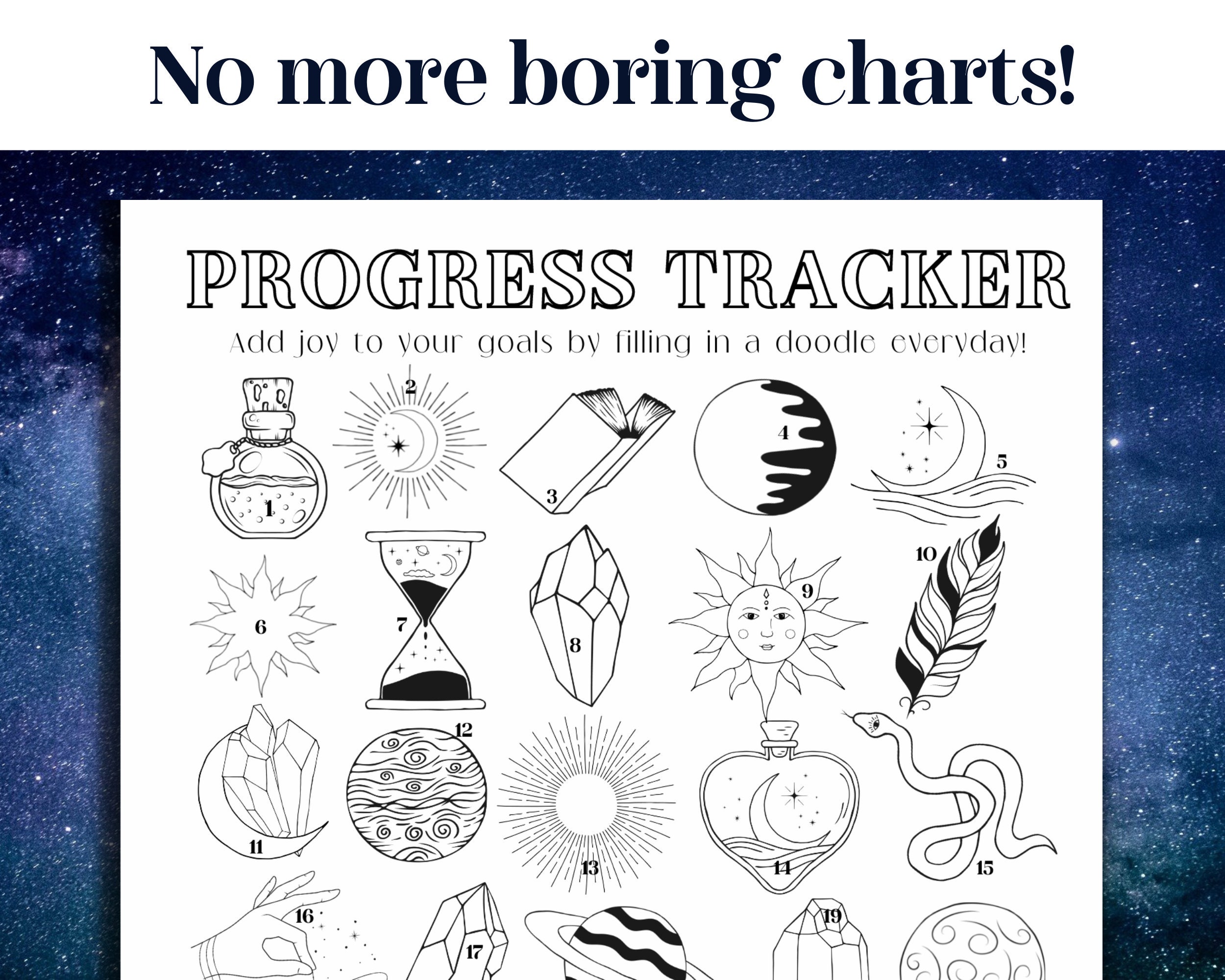 Mystical Boho Coloring Page Progress Tracker Planner Insert Sizes A5 ...