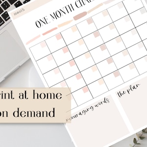 Printable Monthly Calendar Neutral | Blank 30 Day Challenge Printable ...